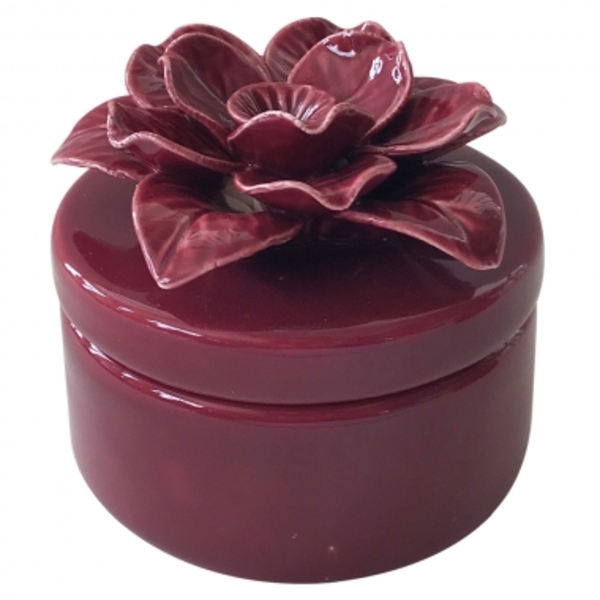Pote Decorativo De Ceramica Com Flor Marsala 8 2cm X 8 2cm X | Leroy Merlin