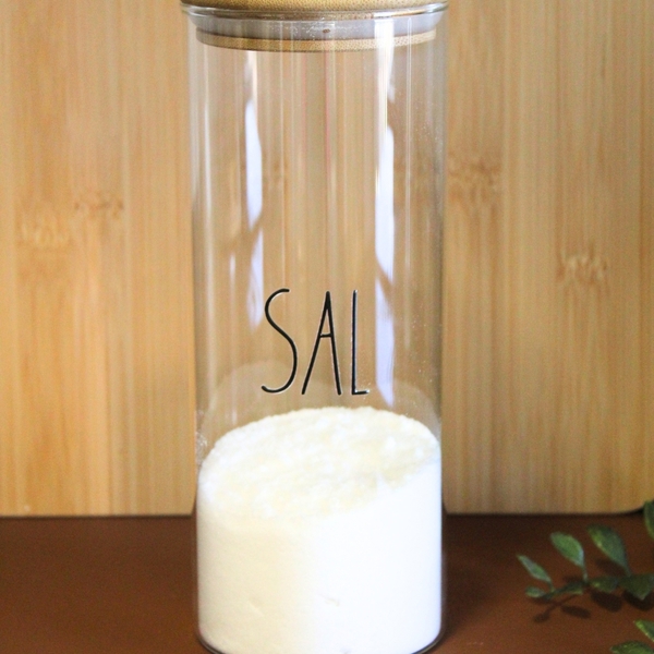 Pote Hermético Vidro E Bambu Organizador Para Sal Personalizado - 800ml ...