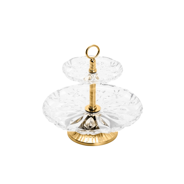 Prato Duplo Para Doces Em Cristal Wolff Louis 30cm Dourado | Leroy Merlin