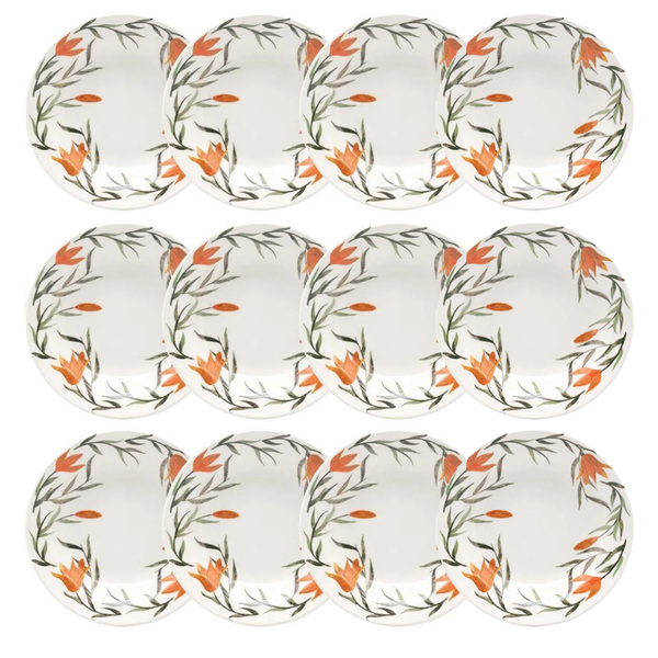 Prato Fundo De Cerâmica Donna Lírios 21,5cm 12 Unidades - Biona 5410 ...