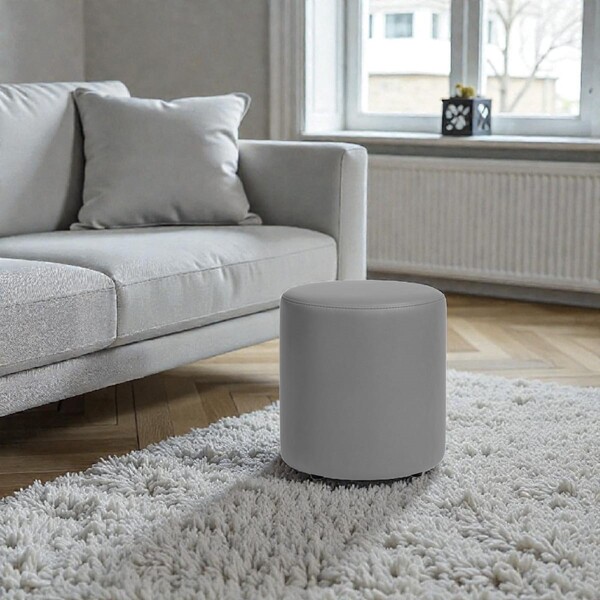 Puff Banqueta Redondo Decorativo Pufe Luxuoso Decoração Cinza | Leroy ...
