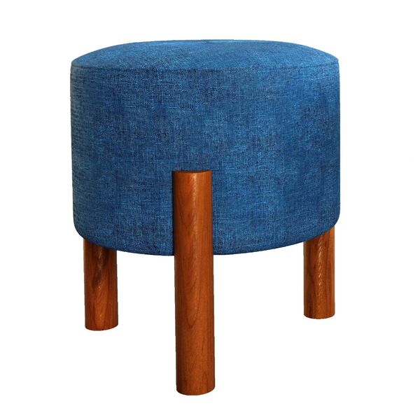 Puff Banquinho Decor Theo Azul Pés Madeira Lm Moveis | Leroy Merlin