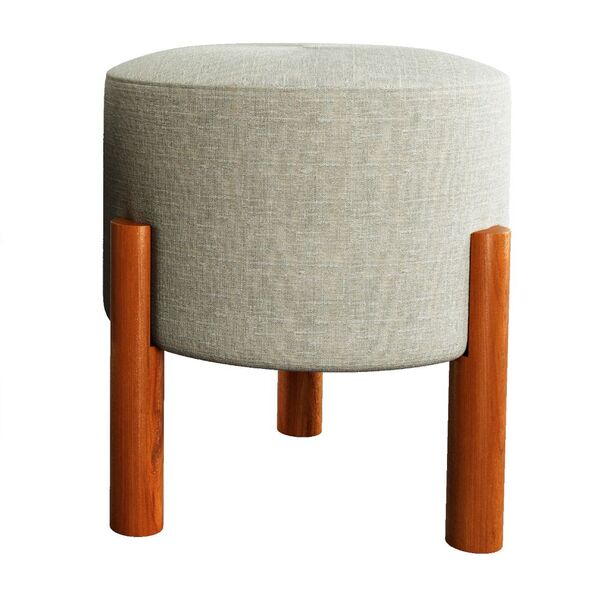 Puff Banquinho Decor Theo Bege Pés Madeira Lm Moveis | Leroy Merlin