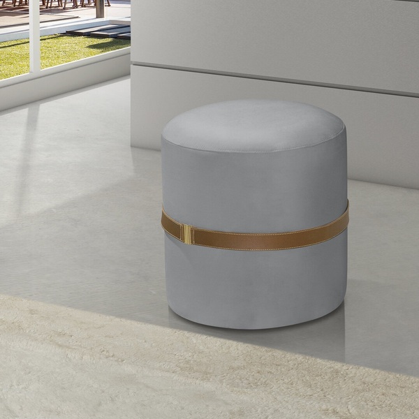 Puff Banquinho Redondo Moderno Decoração Sala De Estar Cor:cinza ...