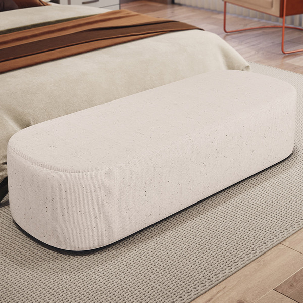 Puff Decorativo Orgânico Para Living Quarto 195cm Doha W01 Linho Cru ...