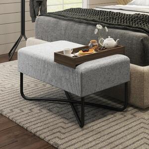 Puff Grande Cinza Com Bandeja Tubos Pretos Carraro | Leroy Merlin