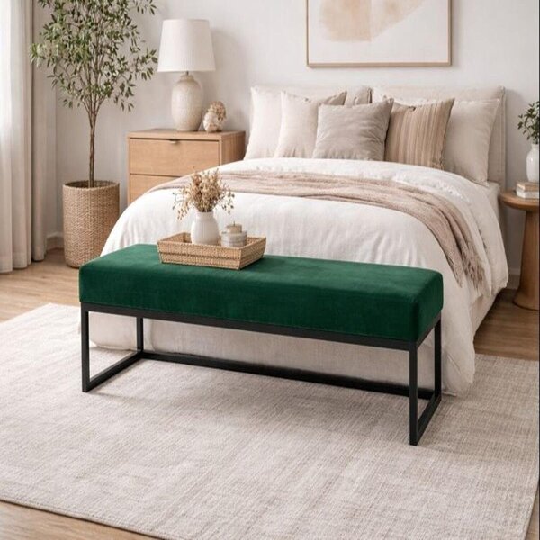 Puff Para Quarto 140x40cm Veludo Ted Verde/preto Verde /preto | Leroy ...