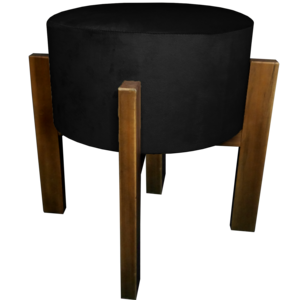 Puff Redondo Base Movel Suede Liso Preto 43 X 36 Cm | Leroy Merlin