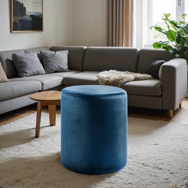 Puff Redondo Sala De Estar Duo Azul | Leroy Merlin