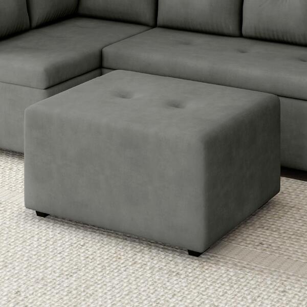 Puff Vitória Suede Cinza | Leroy Merlin