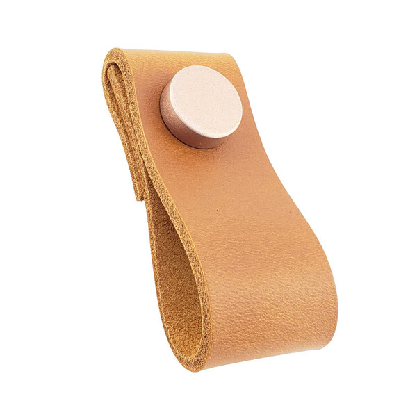Puxador Dobi Tampa - Couro Legítimo Marrom - Tampa Rose Gold | Leroy Merlin