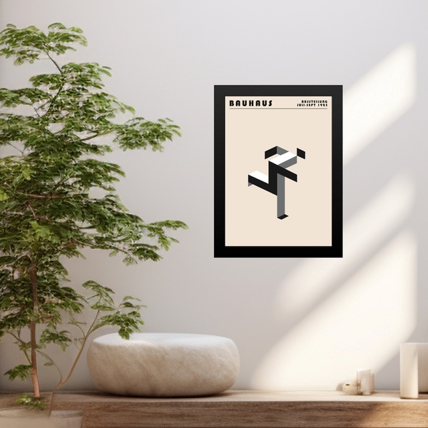 Quadro Bauhaus Grey Poster - Running Man 45x34cm - Com Vidro Moldura ...