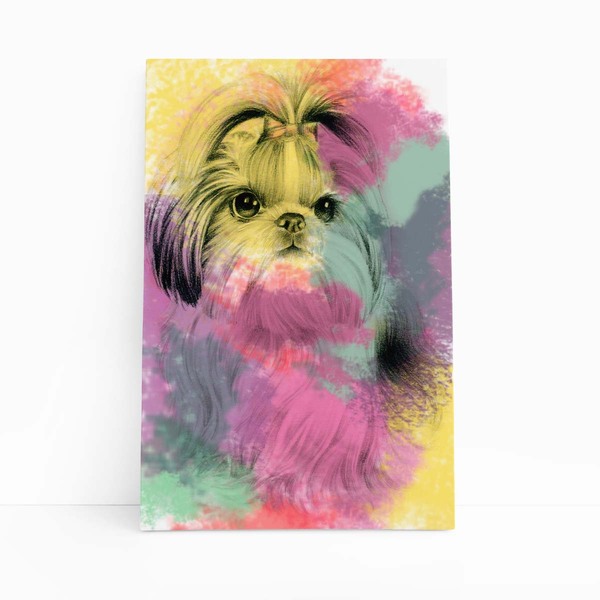 Quadro Cachorro Shih Tzu Fêmea Aquarela Canvas 60x40cm | Leroy Merlin