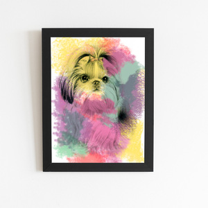 Quadro Cachorro Shih Tzu Fêmea Aquarela Moldura 20x30cm | Leroy Merlin