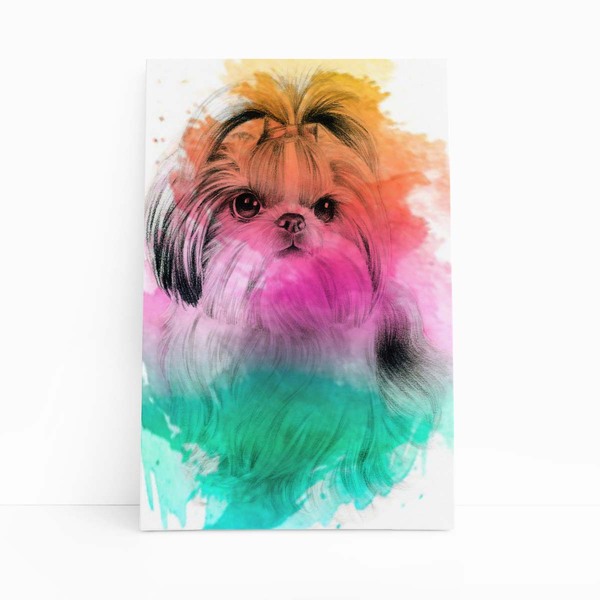 Quadro Cão Cachorro Shih Tzu Fêmea Aquarela Canvas 60x40cm | Leroy Merlin