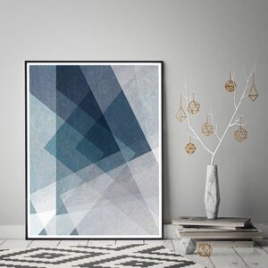 Quadro Com Moldura Chanfrada Abstrato Tons Azul | Leroy Merlin