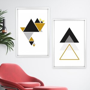 Quadro Com Moldura Chanfrada Triângulos Dourados | Leroy Merlin