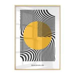 Quadro Com Vidro Moderno Linhas Circulo Amarelo Formas Escitório ...