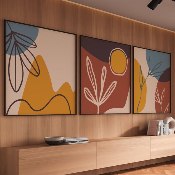 Quadro Decorativo 3 Telas Composição Ii Diversos Tamanhos Tabaco ...