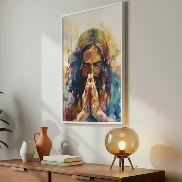 Quadro Decorativo A Prece de Cristo Moldura Premium Branca 50x75 Sem ...