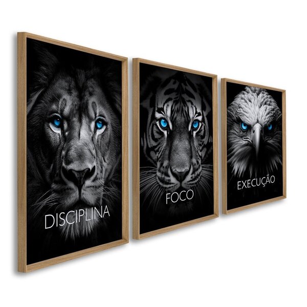 Quadro Decorativo Disciplina Foco Execução 60x90cm Leão Tigre Águia ...