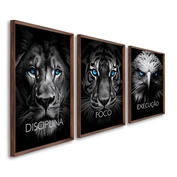 Quadro Decorativo Disciplina Foco Execução 60x90cm Leão Tigre Águia ...