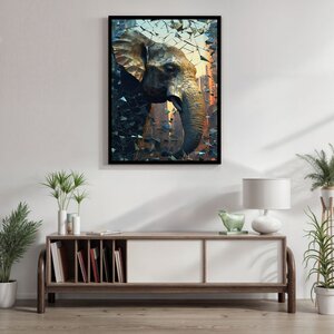 Quadro Decorativo Elefante Abstrato 007 Moldura Em Madeira 60x80cm ...