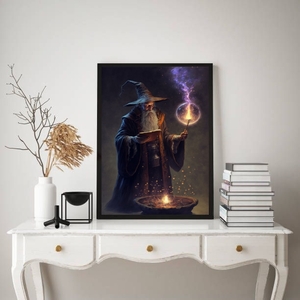 Quadro Decorativo Mago Bruxo 24x18cm Moldura:madeira Preta | Leroy Merlin