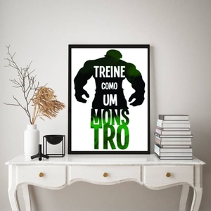 Quadro Decorativo Treine Como Um Monstro 45x34cm Moldura:madeira Branca ...