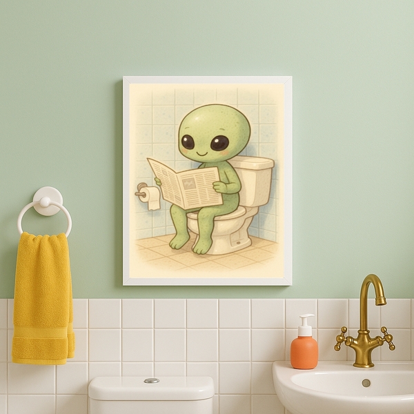 Quadro Divertido Para Banheiro Extraterrestre Baby 33x24cm - Com Vidro ...