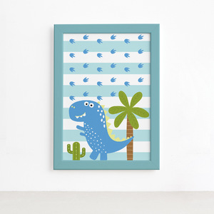 Quadro Infantil Dinossauro Baby Azul 22x32 Moldura Azul | Leroy Merlin