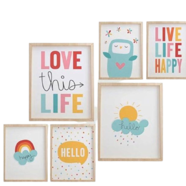 Quadro Infantil Menina 6 Un A4 Vidro E Pendurador | Leroy Merlin