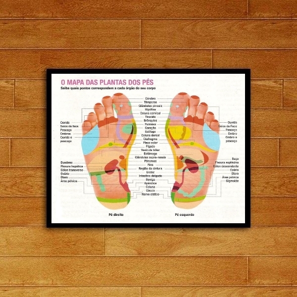 Quadro Mapa Reflexologia podal 33x24cm Moldura:madeira Preta | Leroy Merlin