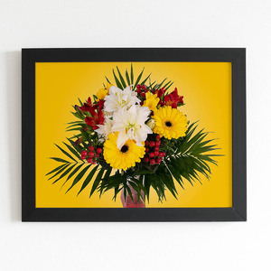 Quadro Mix De Flores Amarelo Foto Moldura Preta 60x40cm | Leroy Merlin