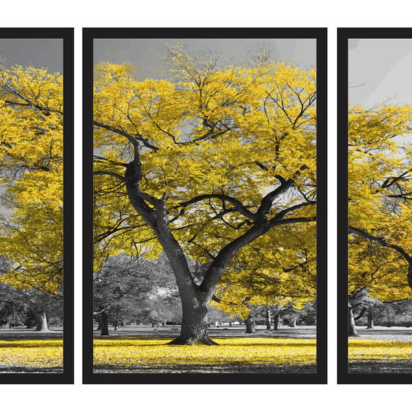 Quadro Moderno Árvore Da Vida Amarela Moldura Preta Lindo | Leroy Merlin