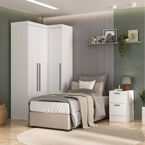 Quarto Completo 3 Portas 4 Gavetas 3 Peças Viena Espresso Móveis Branco ...