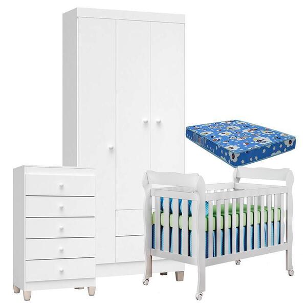 Quarto De Bebê 3 Portas Com Gaveteiro Ternura Baby E Berço Lila Branco ...