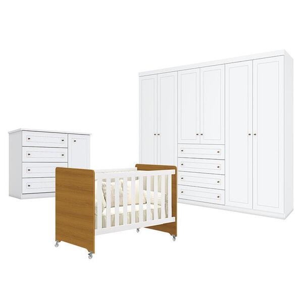 Quarto De Bebê Americano 6 Portas Com Berço Americano Evolution 4 Em 1 ...