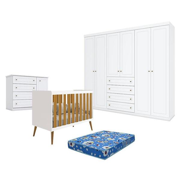 Quarto De Bebê Americano 6 Portas Com Berço Americano Katatau Branco ...