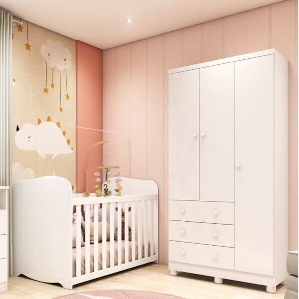 Quarto De Bebê Com Guarda Roupa 3 Portas E Berço 100% Mdf Pega-pega ...