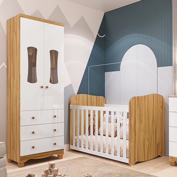 Quarto De Bebê Com Guarda Roupas 2 Portas Com Janela E 3 Gavetas E ...