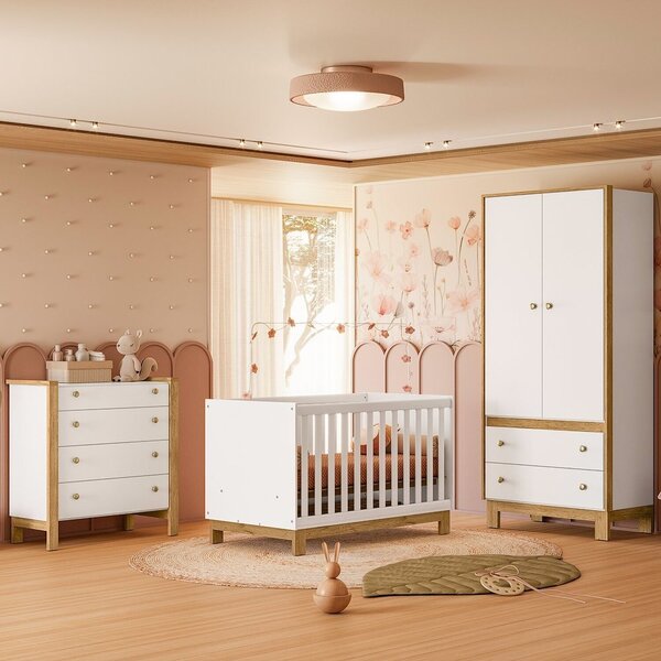 Quarto De Bebê Completo 3 Peças Berço, Cômoda E Guarda-roupa Doce ...