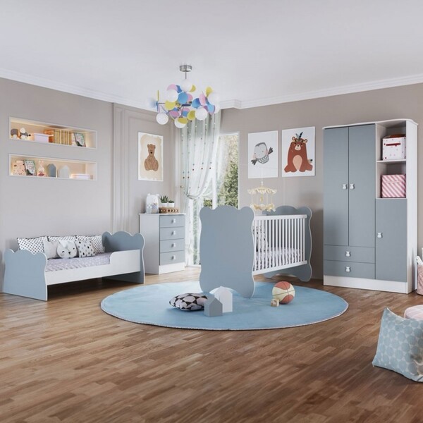 Quarto De Bebê Completo Bambino 3 Portas 6 Gavetas Azul - Percasa ...