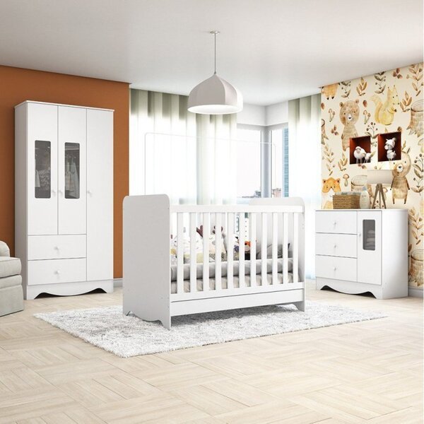 Quarto De Bebê Completo Com Guarda Roupa E Cômoda Com Janelas E Berço 3 ...
