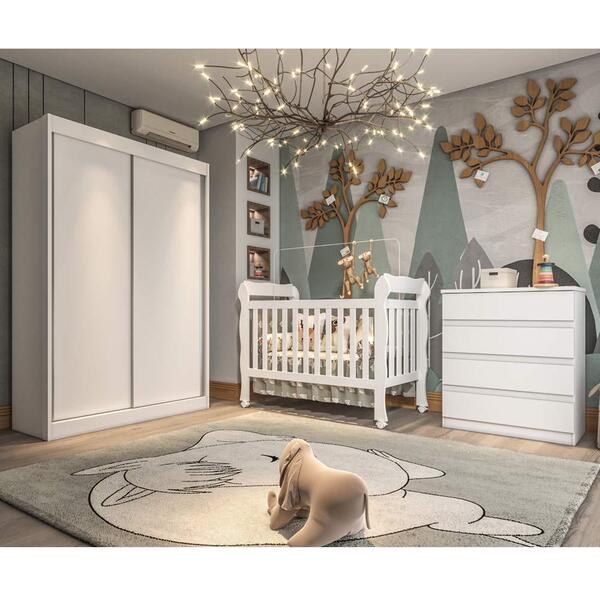 Quarto De Bebê Completo Lola Berço 3 Em 1 Lila Guarda Roupa 2 Portas ...