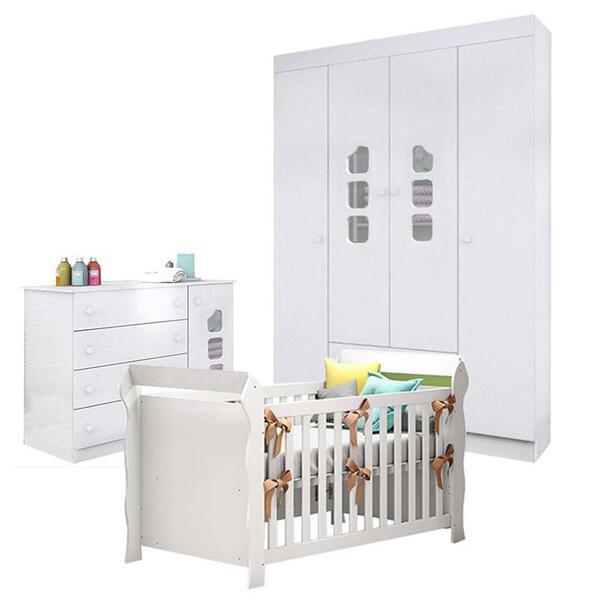 Quarto De Bebê Lívia Com Berço Americano Lara Branco Brilho – Phoenix ...