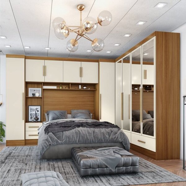 Quarto De Casal Completo 5 Peças 6 Portas 4 Gavetas Com Maleiro E ...