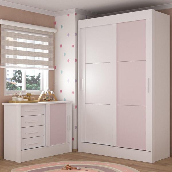 Quarto Infantil Completo Guarda-roupa 2 Portas 2 Gavetas Com Cômoda ...