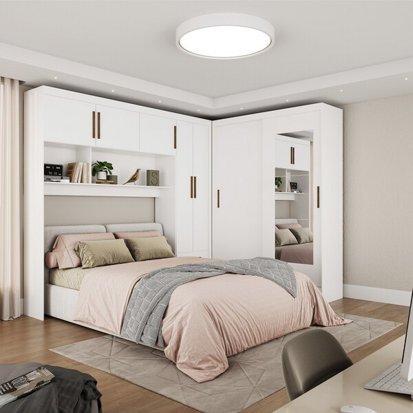 Quarto Modulado Casal Com Espelho 7 Portas Belém Carioca Móveis | Leroy ...