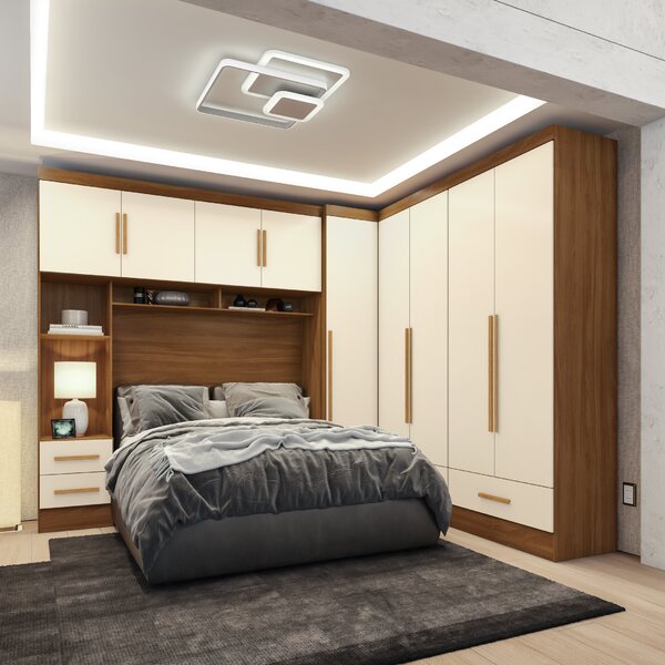 Quarto Modulado Casal Completo 4 Peças 5 Portas 4 Gavetas Com Maleiro ...